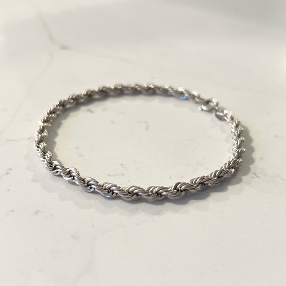 Vintage | Jewelry | Vintage Sterling Silver Rope Chain Bracelet | Poshmark
